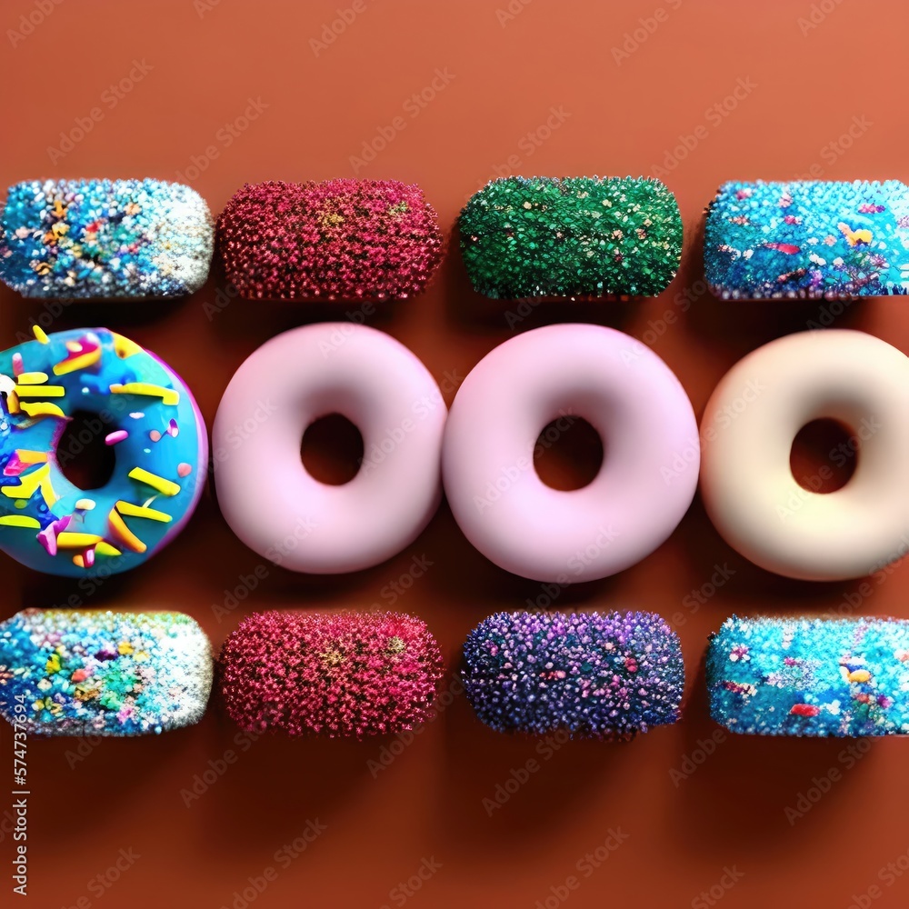 Sweet donut in row. Tasty glazed donut. Simple modern design. Realistic ...