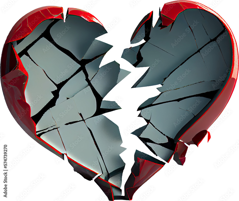 Broken Heart Transparent Background - Generative AI Stock Illustration ...