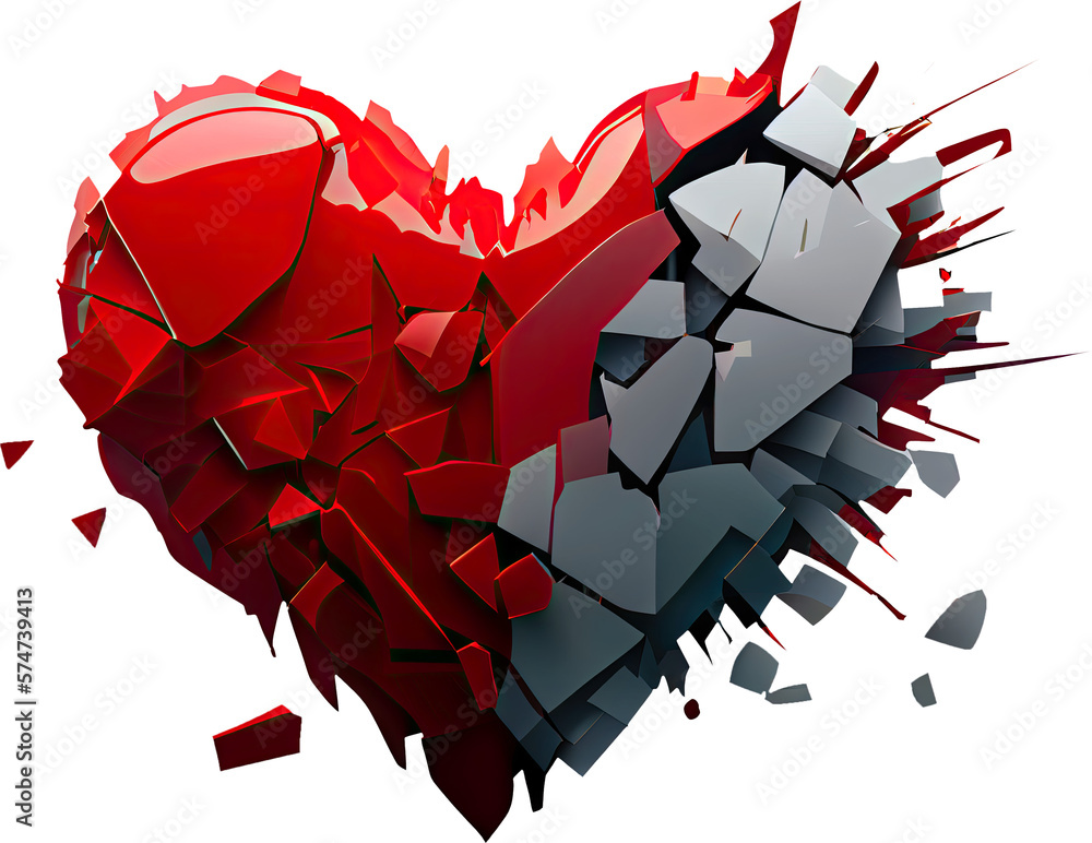 Broken Heart Transparent Background - Generative AI Stock Illustration ...