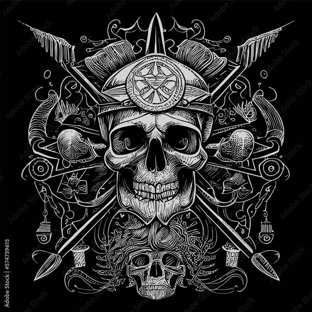Vecteur Stock pirate skull is a symbol of the lawless and dangerous ...