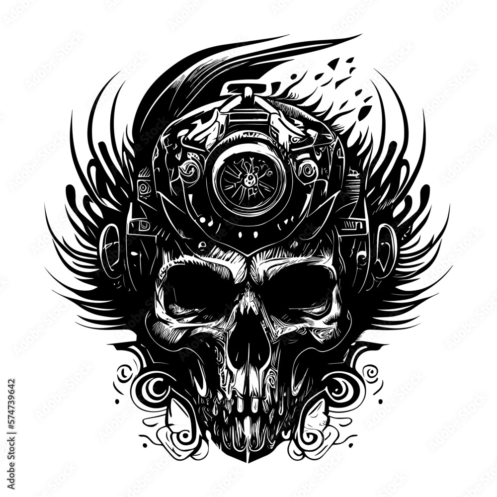Motorcycle mechanic skull is a popular symbol in biker culture ...