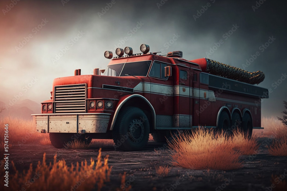 fire truck, created by a neural network, Generative AI technology Stock ...
