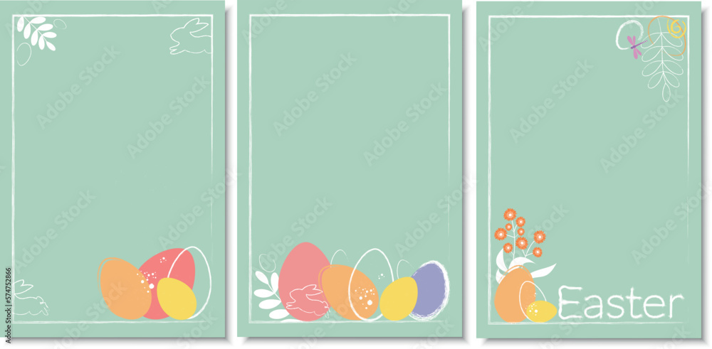 Easter Flyer templates set, abstract background, watercolor brush ...