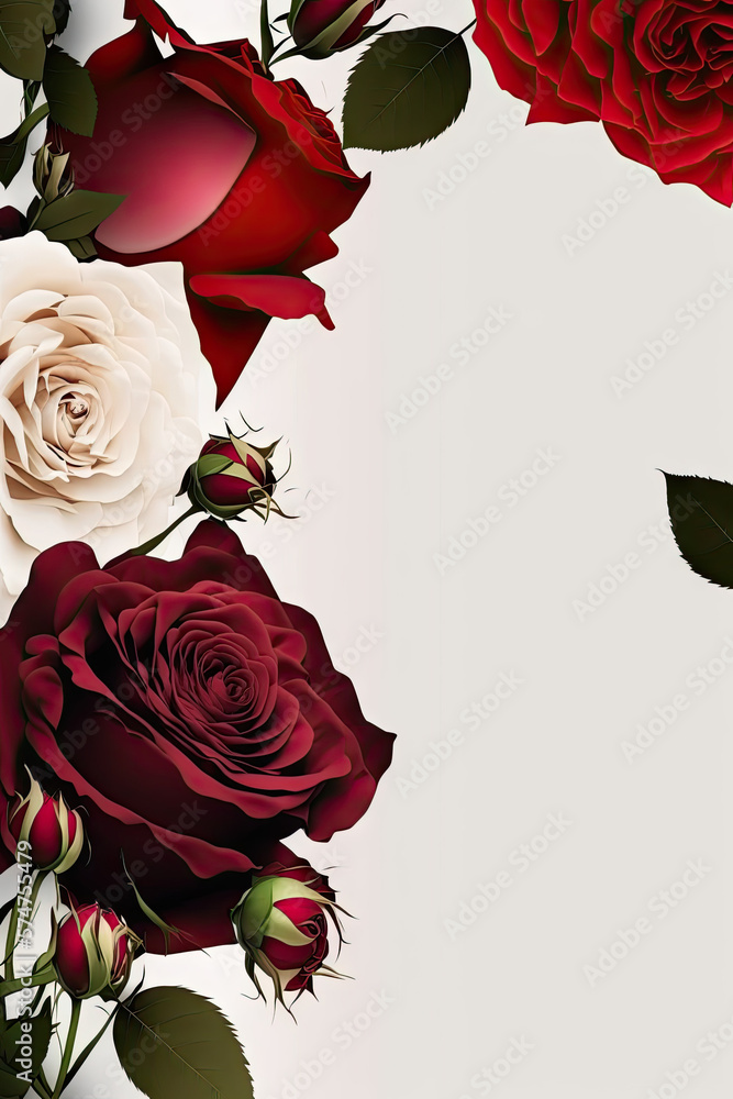 Roses Flowers spring summer Minimalism Background with empty Copy Space ...