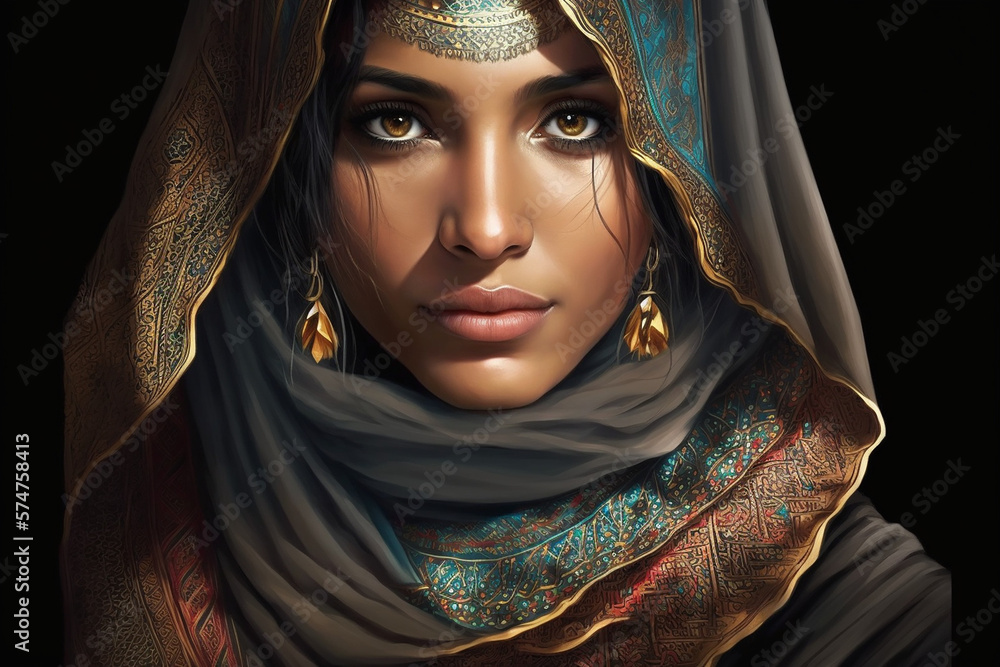 Portrait of a beautiful cultural identity of Muslim Women in ...