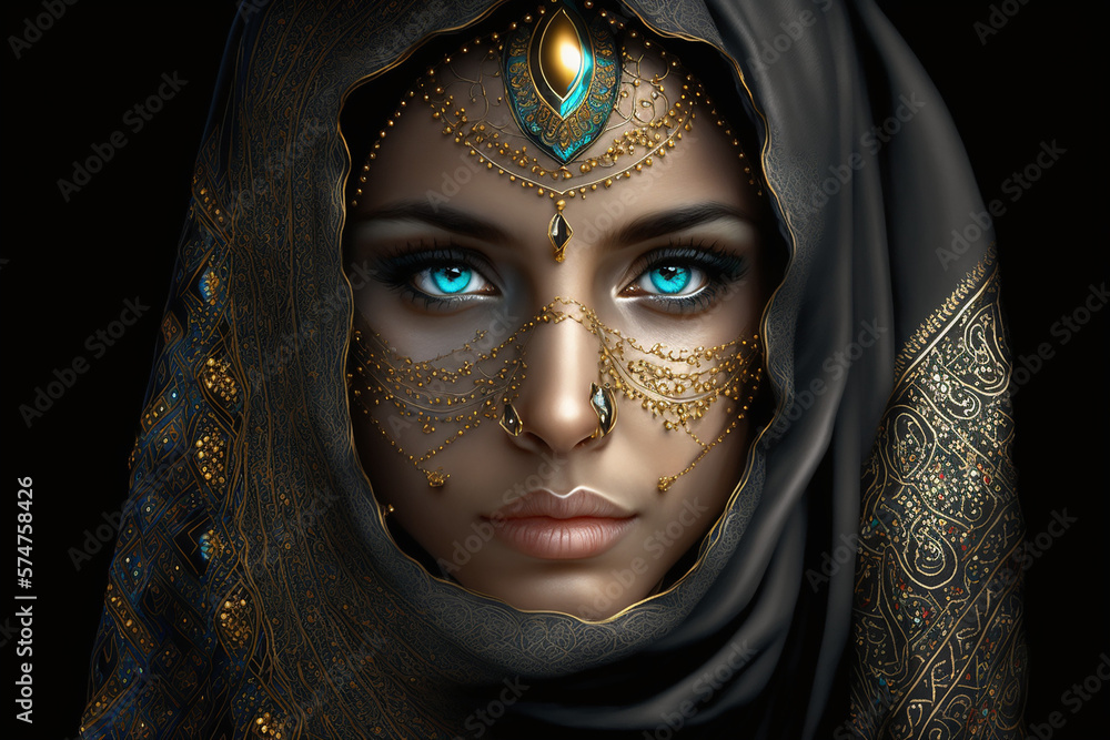 Portrait of a beautiful cultural identity of Muslim Women in ...