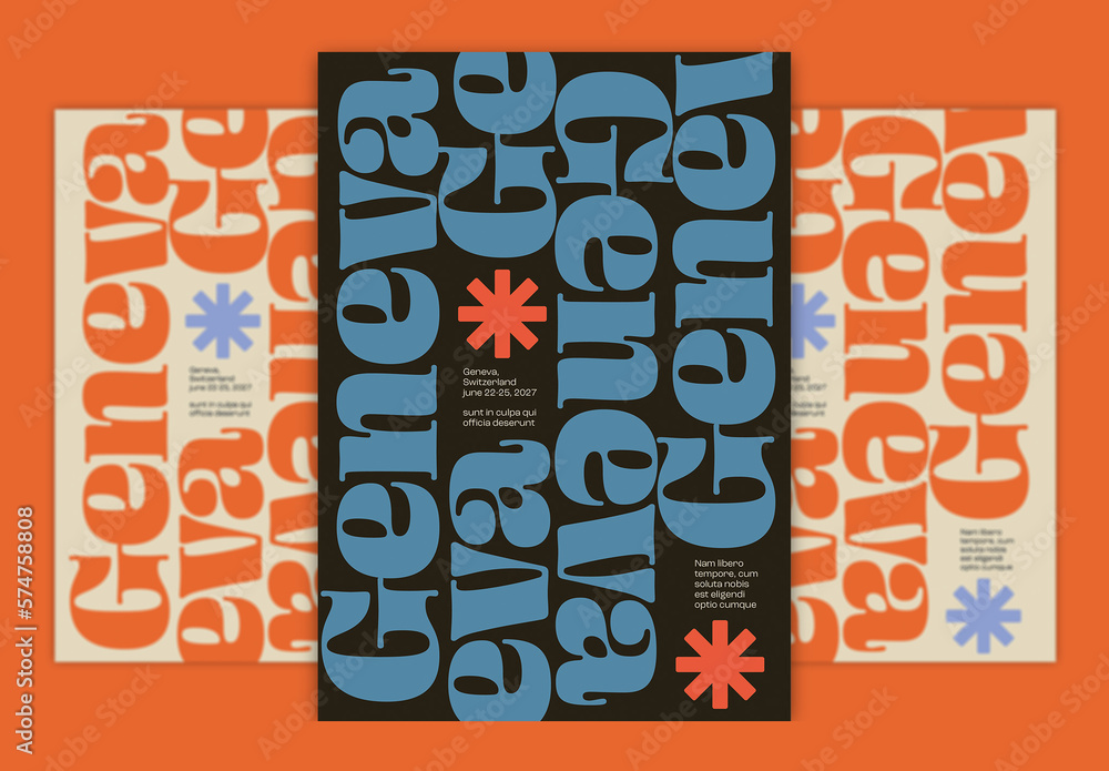 Creative Typographic Cover Layout with Vertical Typeface Stock Template ...