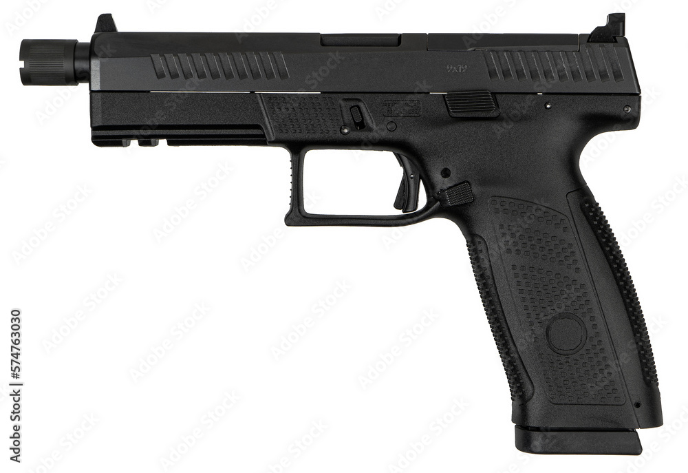 Modern semi-automatic pistol isolate on a white background. Armament ...