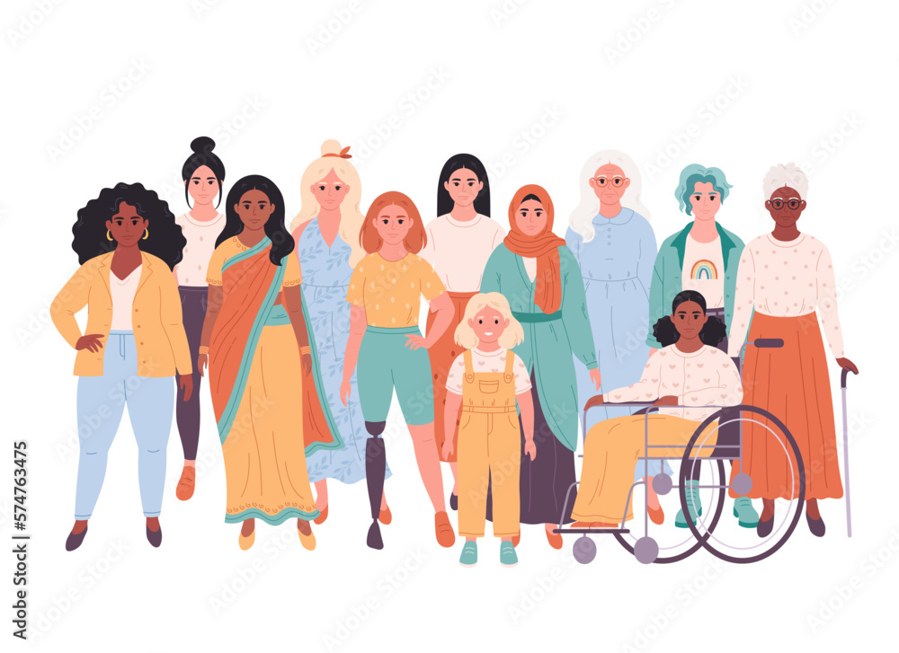 Women of different races, nationalities, ages, body types ...