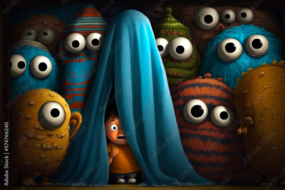 Hide and seek game. Playing hide and seek. Cute cartoon characters. Ai ...