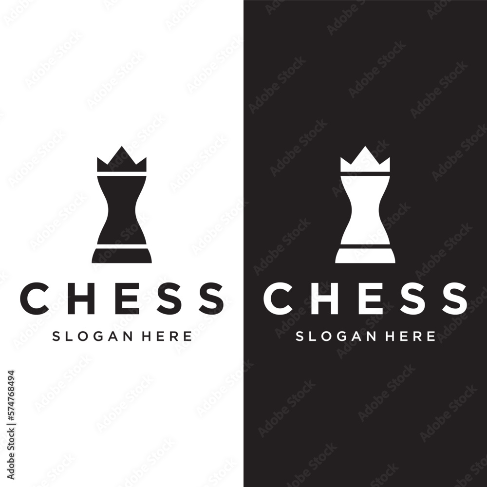 Vetor de Chess strategy game Logo template with horse, king, pawn and ...