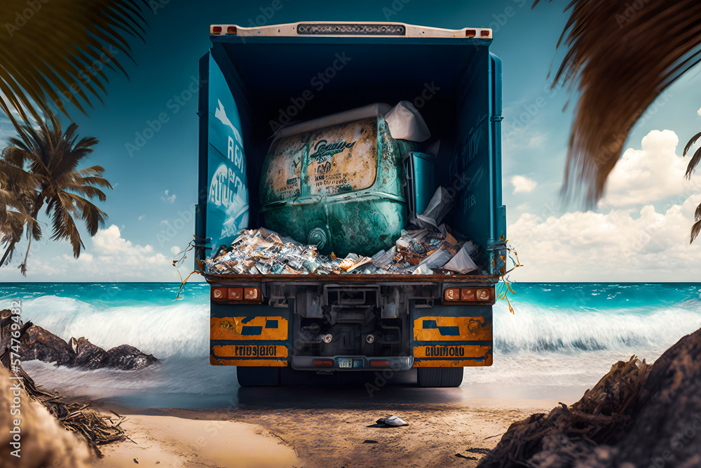 Concept environmental plastic trash pollution water. Landfill waste ...