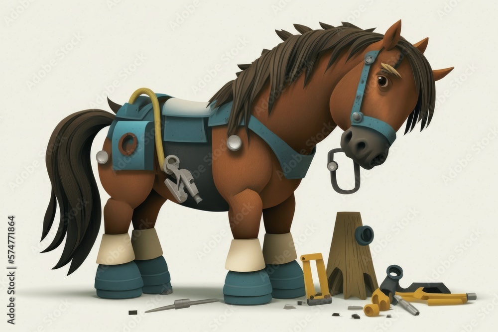 5 Stunning Flat Vector Art Designs with a Construction-Worker Horse ...