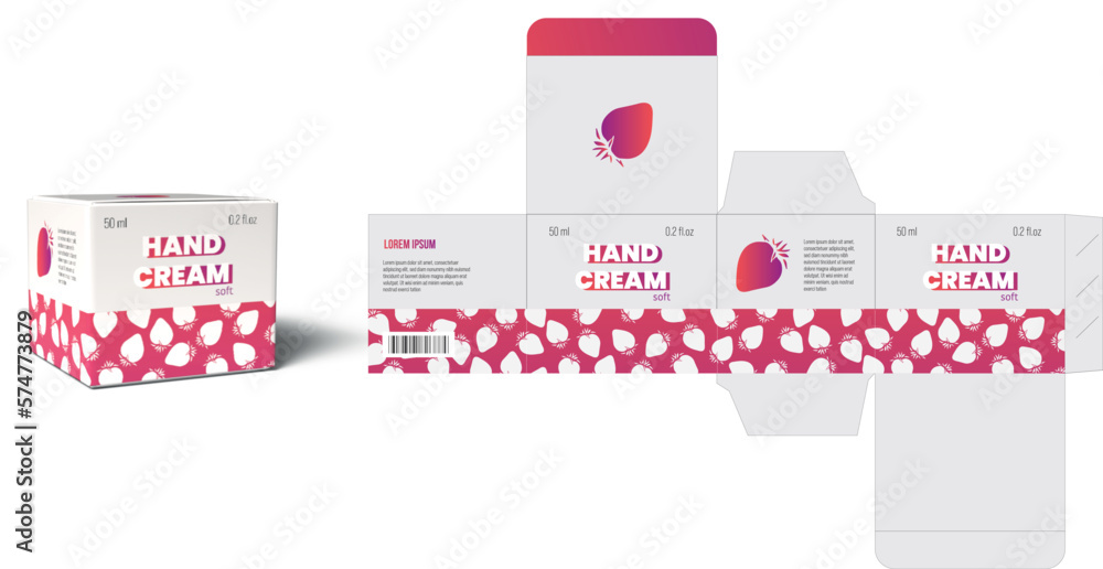Vetor de Design of hand cream package. Purpure Strawberry Flavor small ...