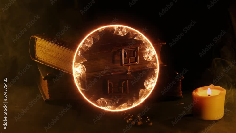 Fire geometric circle on a dark background. Easy to add lens flare effects for overlay designs ...