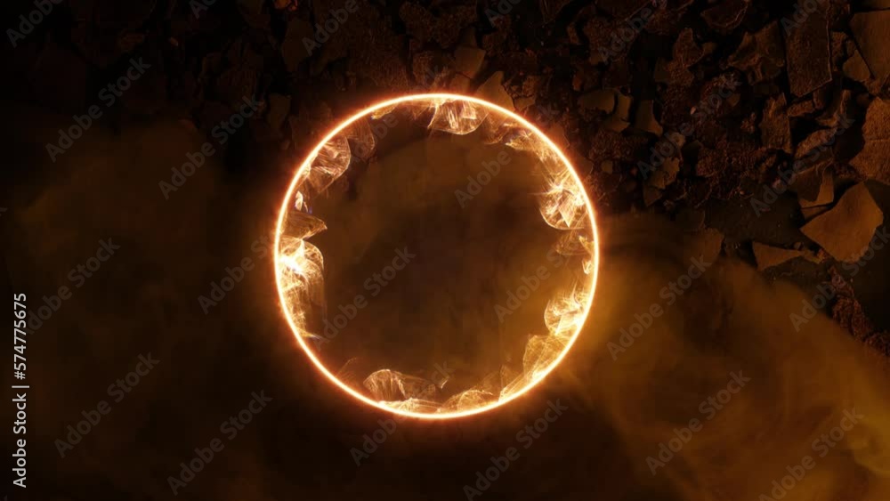 Fire geometric circle on a dark background. Easy to add lens flare ...