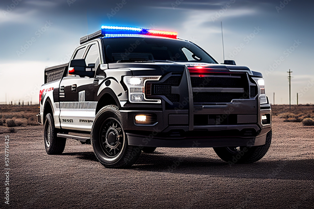 Police pick-up Truck Vehicle, Lightning electric. Police Responder OPP ...