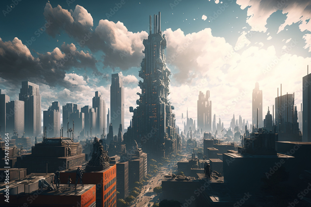 picture from a high perspective of a cityscape with tall buildings and ...