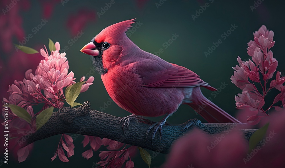 Detailed realistic illustration of beautiful male red cardinal in ...