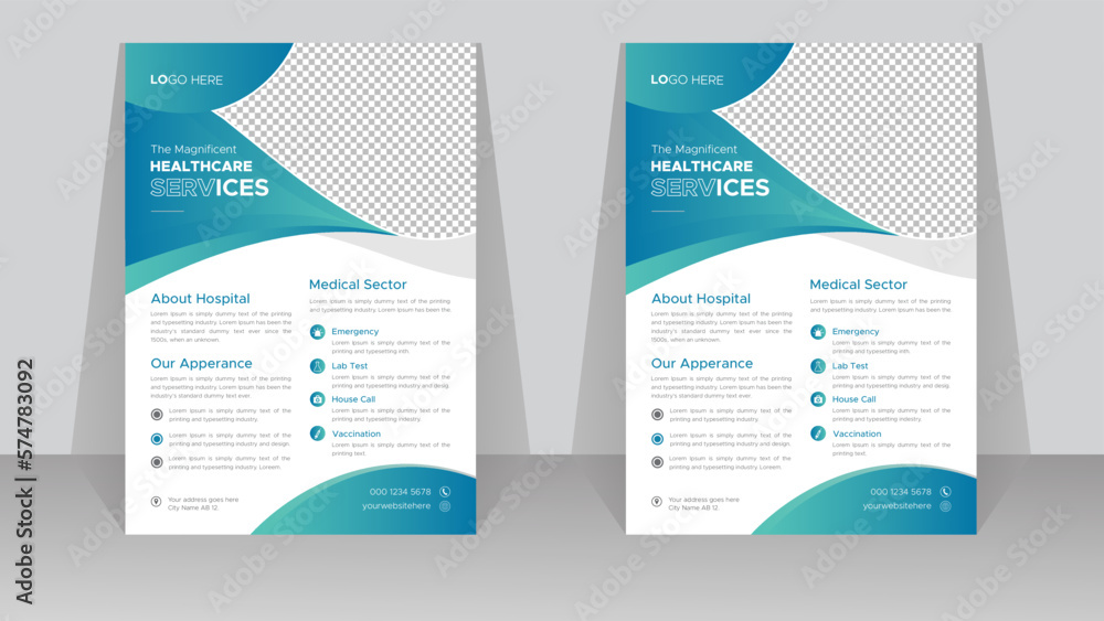 Modern medical healthcare flyer template brochure design for hospital ...