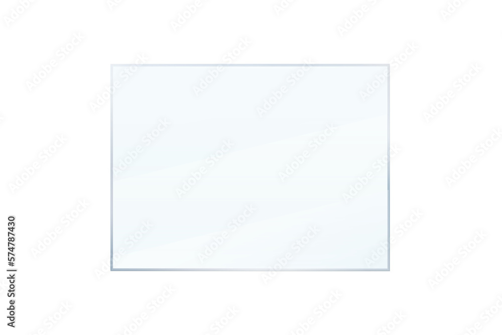 Rectangle glass surface, transparent realistic plate made of glass ...