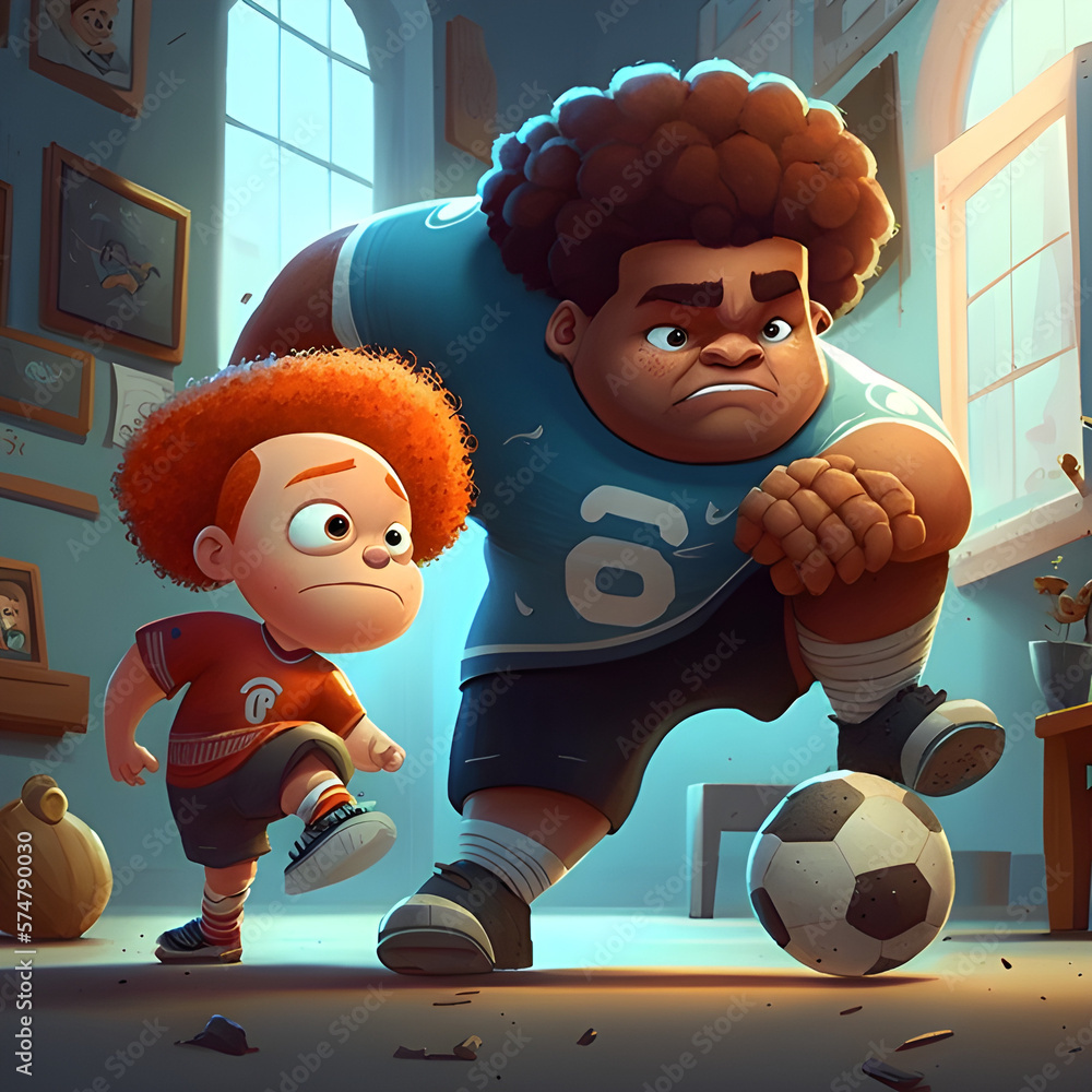 two boys playing soccer football cartoon characters Stock Illustration ...