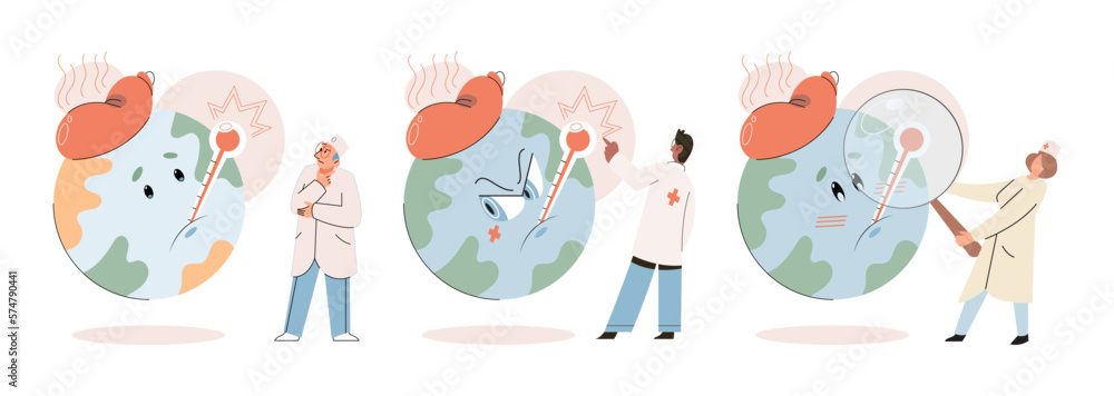 Global warming. High temperature and hot weather Earth. Climate change ...