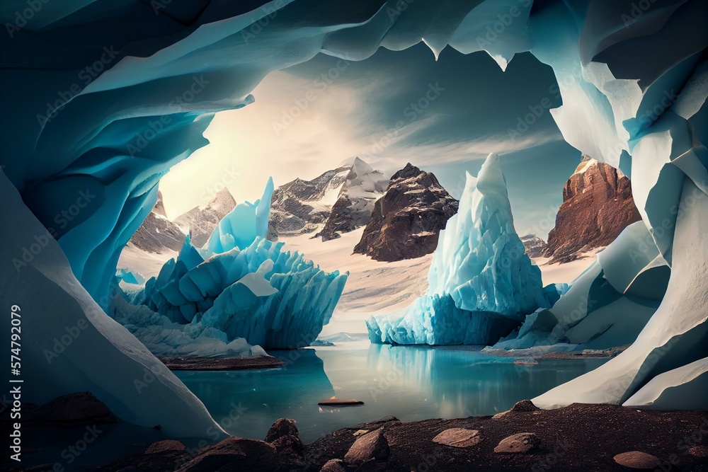 wide angle photography of Glaciers and icebergs, hyper detailed, ultra ...