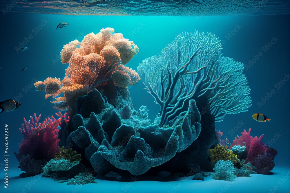 wide angle photography of Coral reefs and underwater landscapes, hyper ...