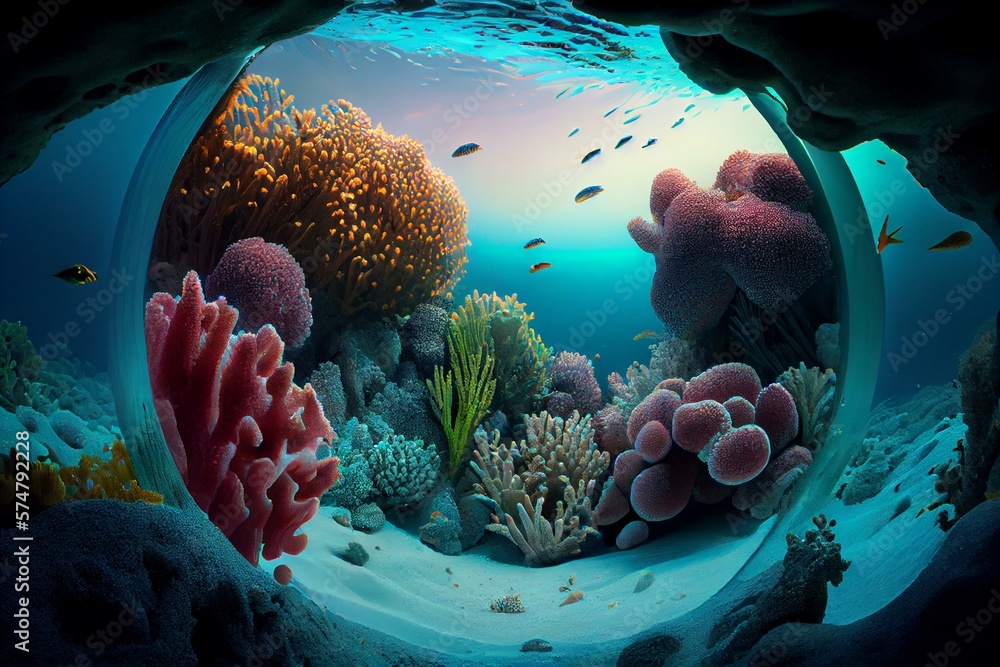 wide angle photography of Coral reefs and underwater landscapes, hyper ...