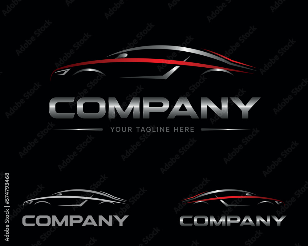 Car Logo Company Design Red and Metallic Effect with Variations Stock ...