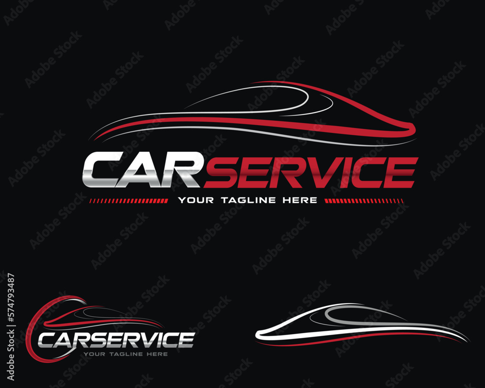 Car Logo Design in Black and Red with Metallic Effect and Layout ...