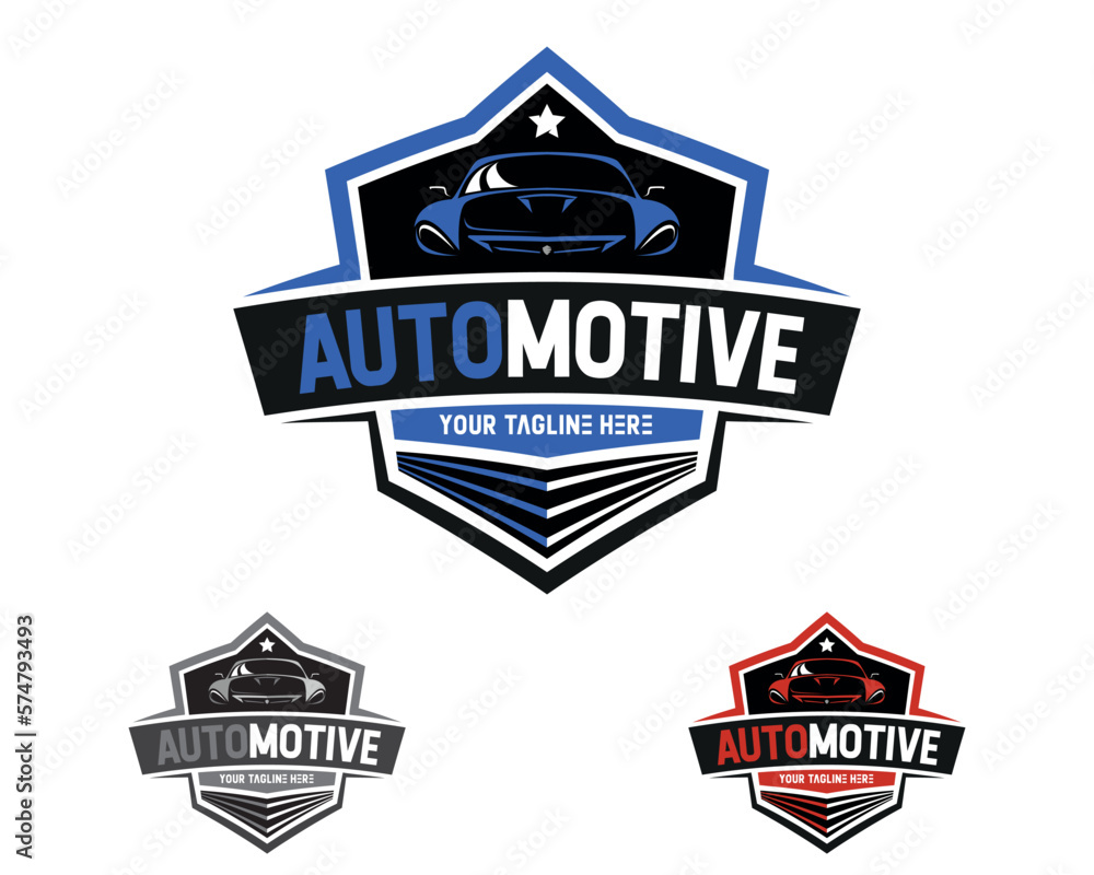 Car Logo Design Emblem Shield in Black and Blue with Variations Colours ...