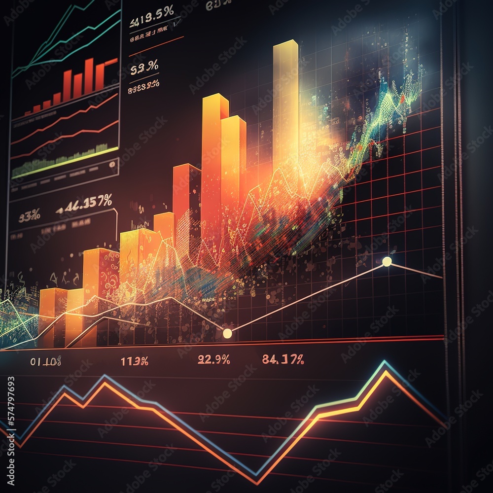 Future-looking sales data and an economic growth graph chart. Financial ...