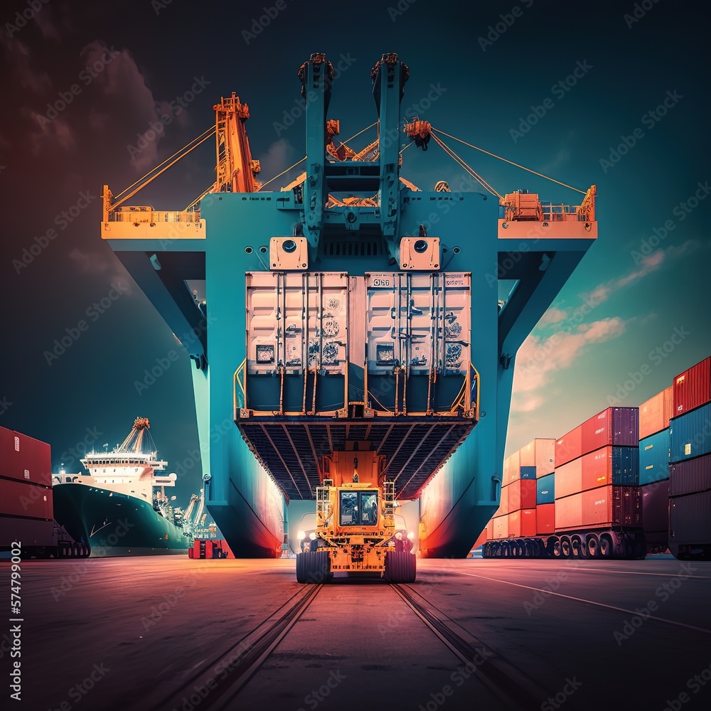 Container cargo ship arrive commercial deep Container ship unloading ...