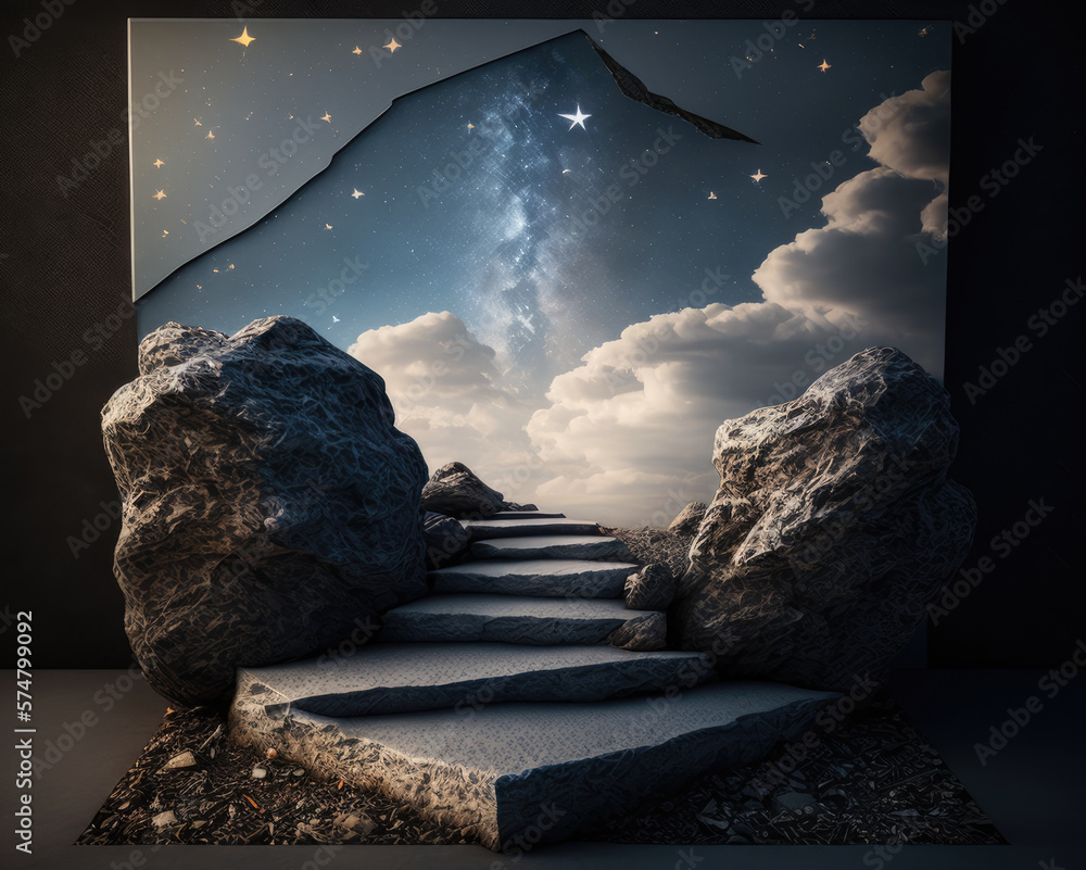 star-shaped object with eight evenly spaced points. podium, empty ...