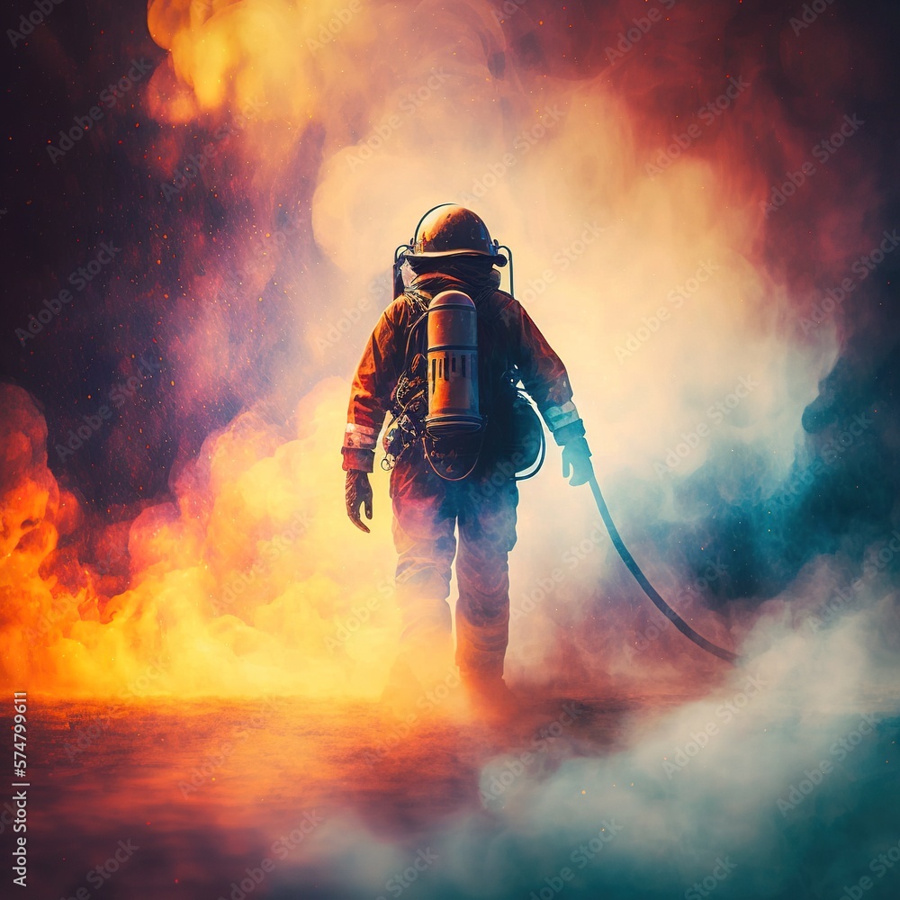 Firefighters safety using twirl water fog type fire extinguisher to ...
