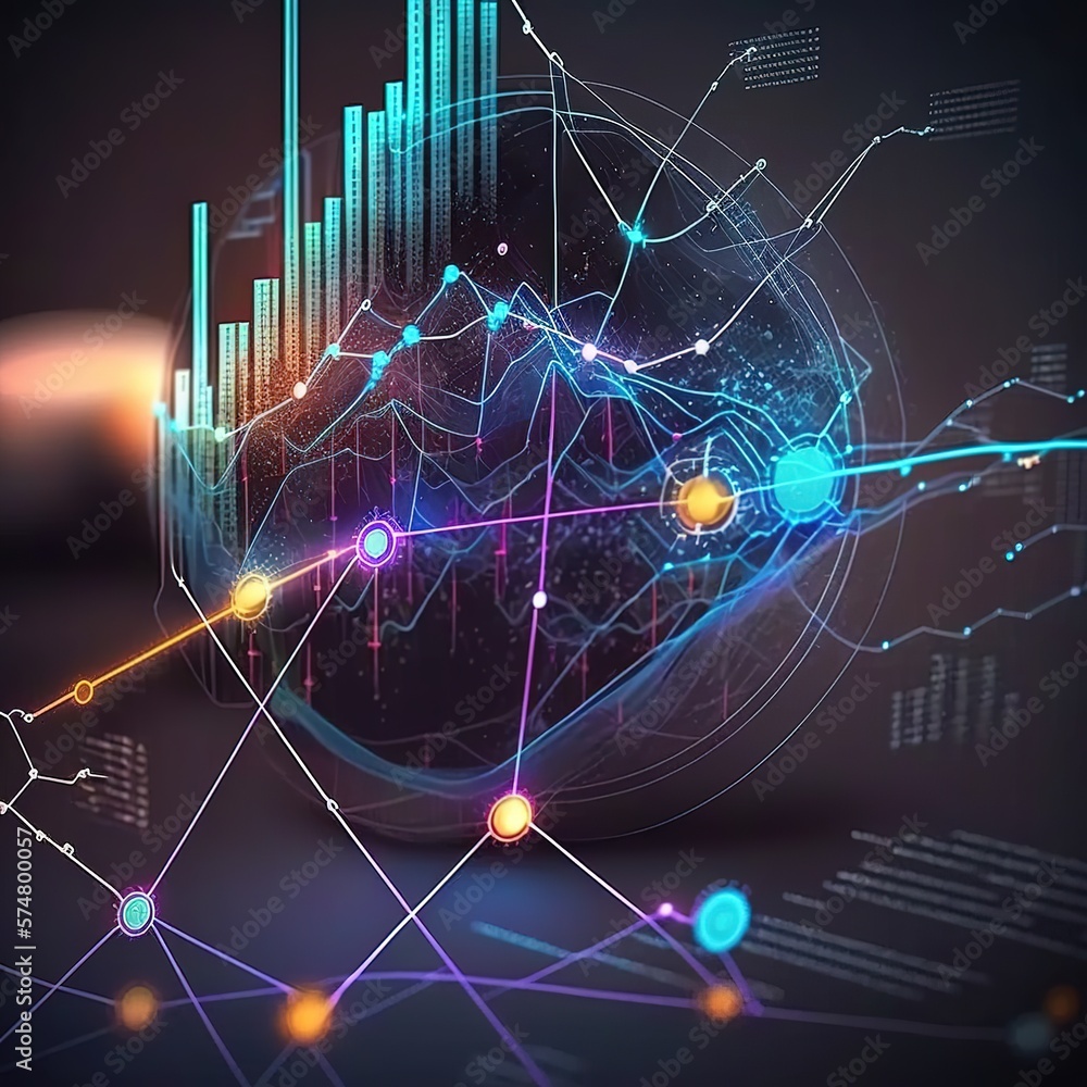 analyzing sales data and economic growth graph chart, Technology and ...
