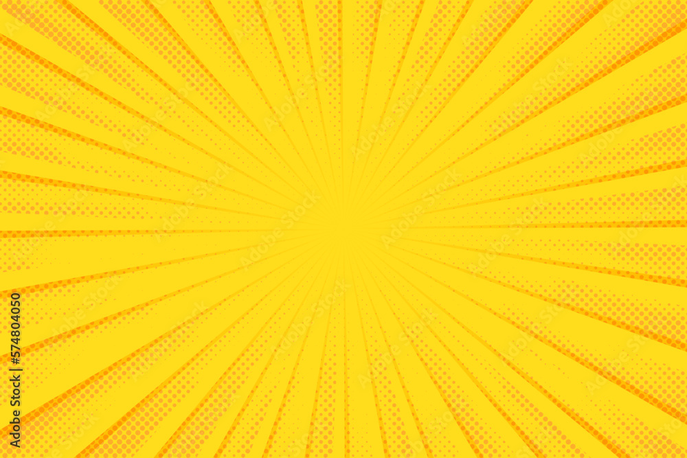 Yellow comics background. Abstract lines backdrop. Bright sunrays ...