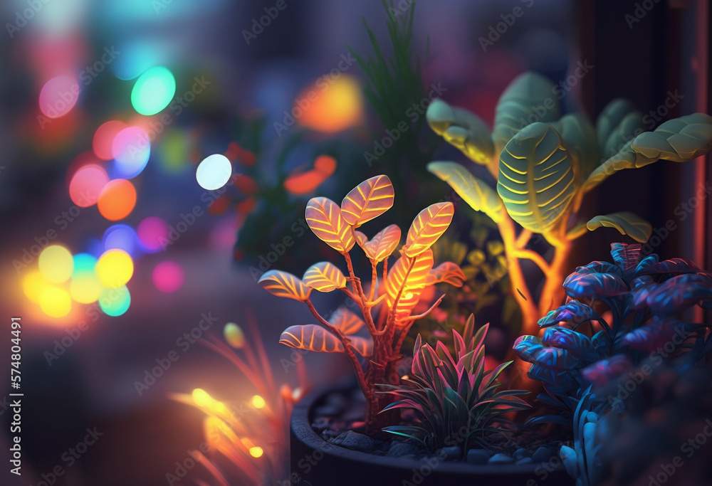 Ai-Generated Render of a Cozy, Bright, and Vibrant Neon Plant World ...