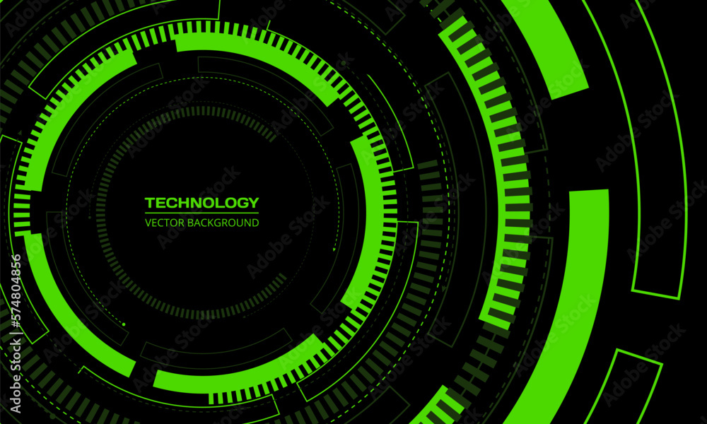 Black and green technology background with futuristic cyber HUD ...