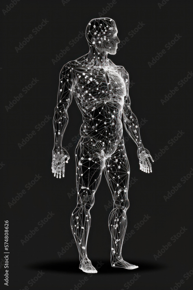 Human body low poly wireframe (AI Generated) Stock Illustration | Adobe ...