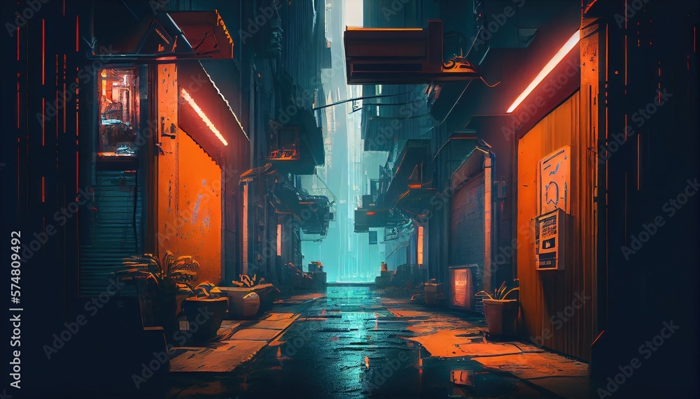 3D rendered computer generated image of a futuristic neo cyberpunk ...