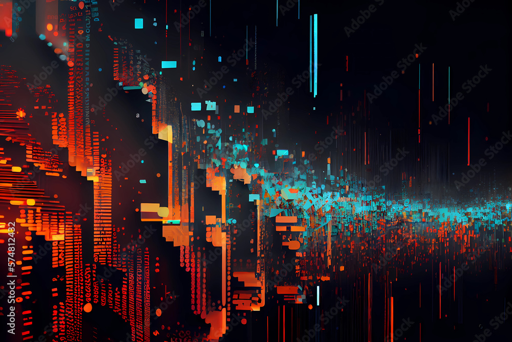 3d Render Abstract Technology Background With Glitched Code Concept Of A Programming And It
