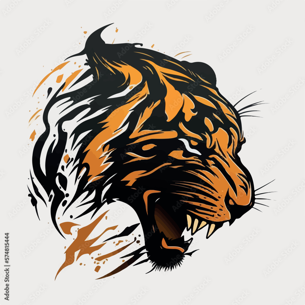tiger head vector, illustration of a tiger head in vectorial, tiger ...