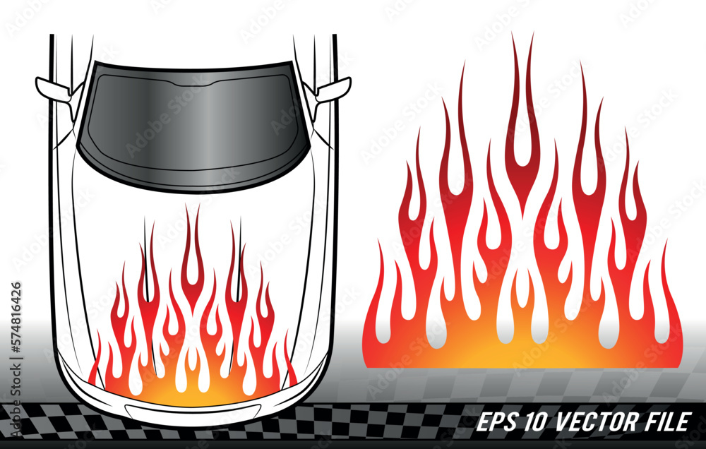 Vetor de Speed flame sports car decal vinyl sticker. Racing car tribal ...