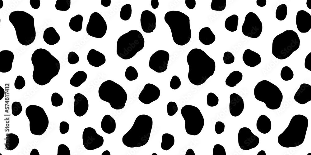 Seamless whimsical abstract hand drawn animal spots pattern or cow ...