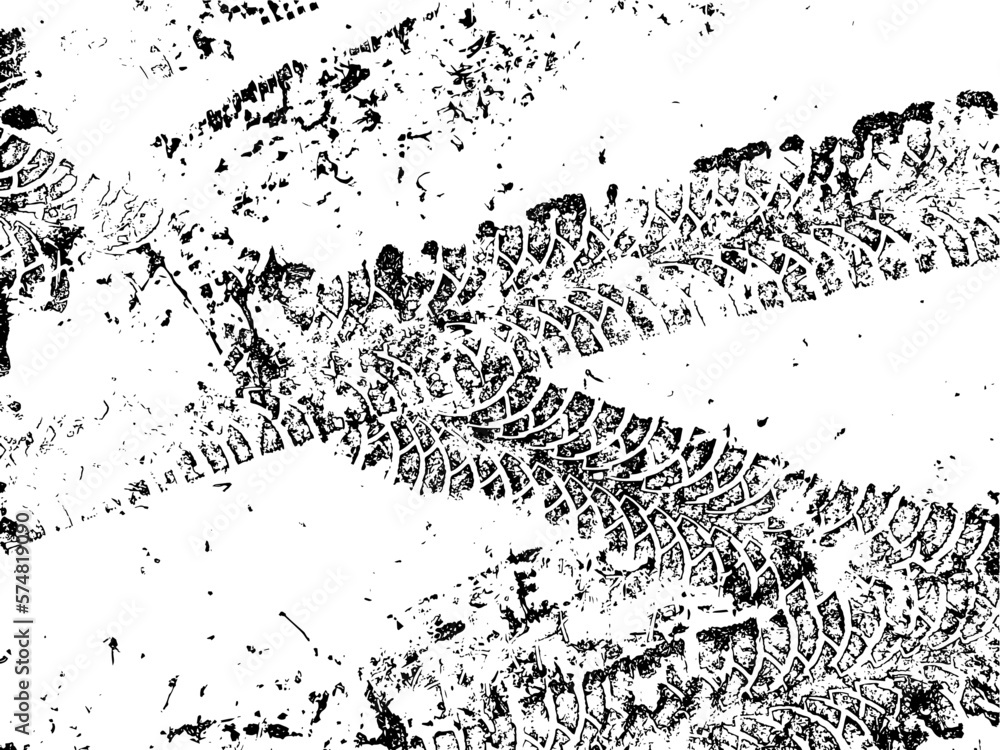 Grunge vector background with texture of tire tracks on snow. UHD 4K ...