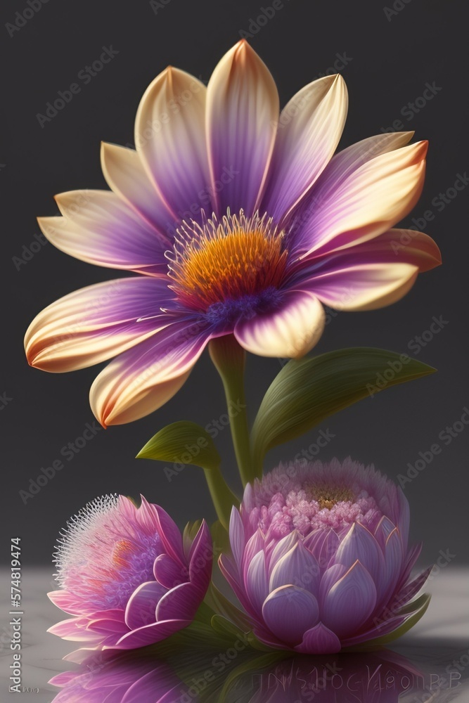 An ultra hd detailed painting of many different types of flowers by ...