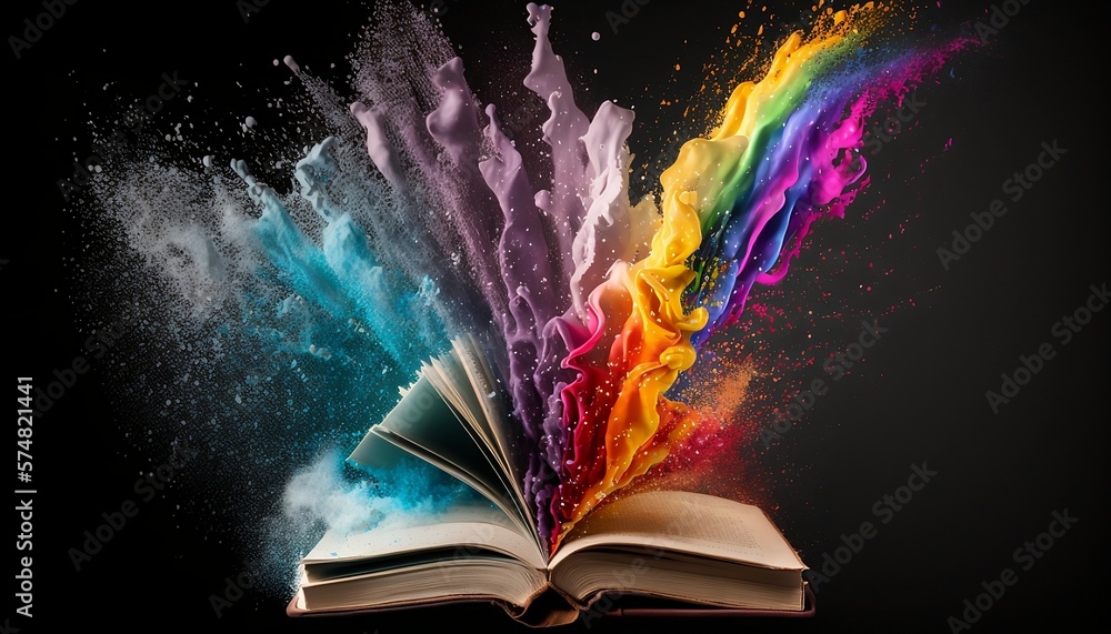 Rainbow Explosion: A Burst of Color from the Pages of a Book, AI ...
